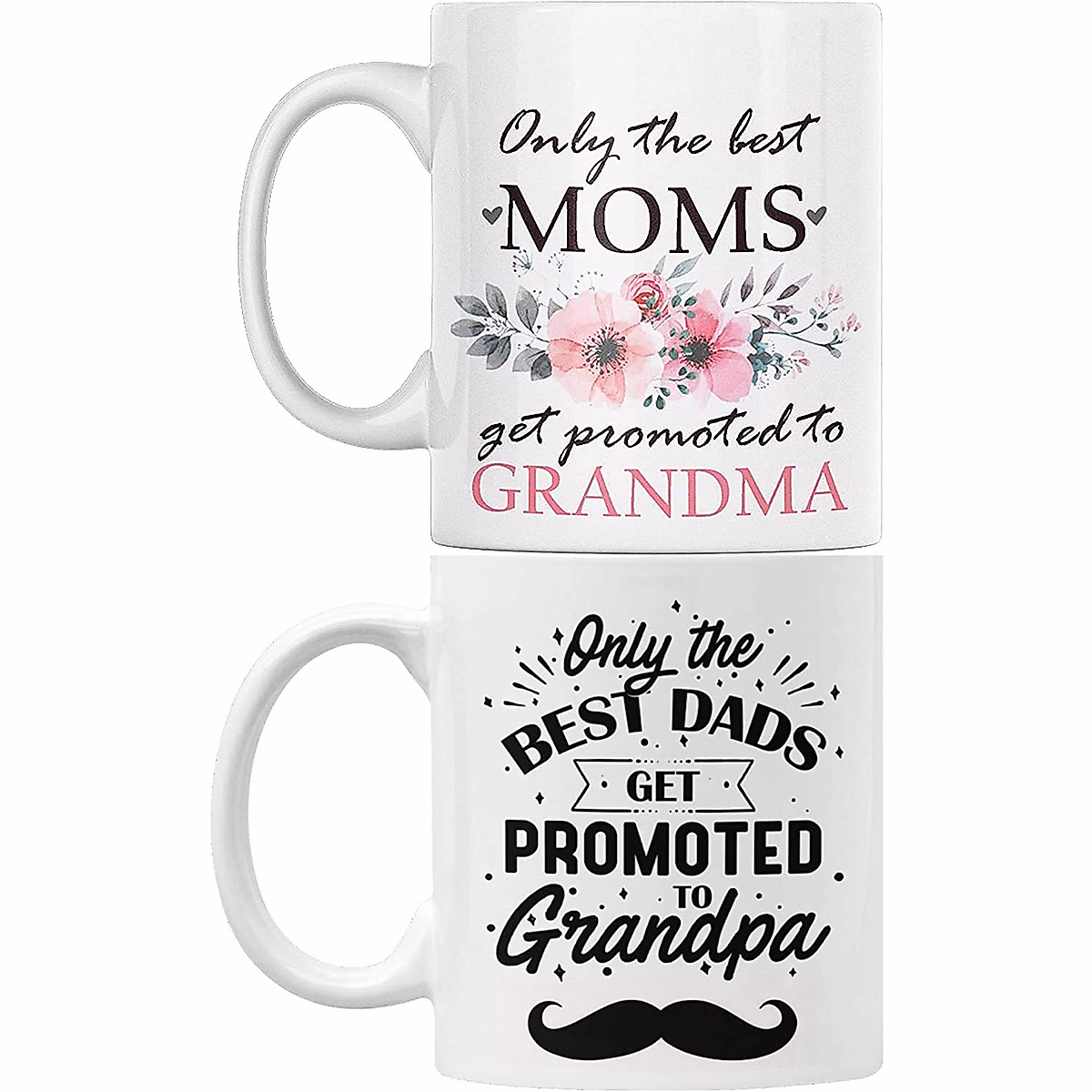 GTR SOURCE Grandparents Coffee Mug Set - Pregnancy Announcement Gift – Promoted to Grandpa - Promoted to Grandma - Pregnancy Reveal Gifts - Holds up to 11oz - Microwave and Dishwasher Safe corp.
