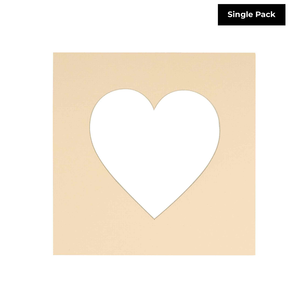 CountryArtHouse Beige Acid Free 8x8 Heart Picture Frame Mat with White Core Bevel Cut for 4x4 Pictures - Fits 8x8 Frame - Pack of 1 Matboard