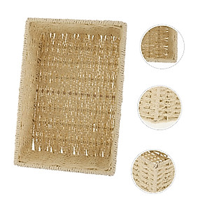 Ciieeo 2pcs Storage Box Toy Storage Basket Square Baskets for Storage Woven Laundry Basket Square Laundry Basket Clothes Bins Storage for Closet Toilet Key Small Basket Wicker Paper Rope