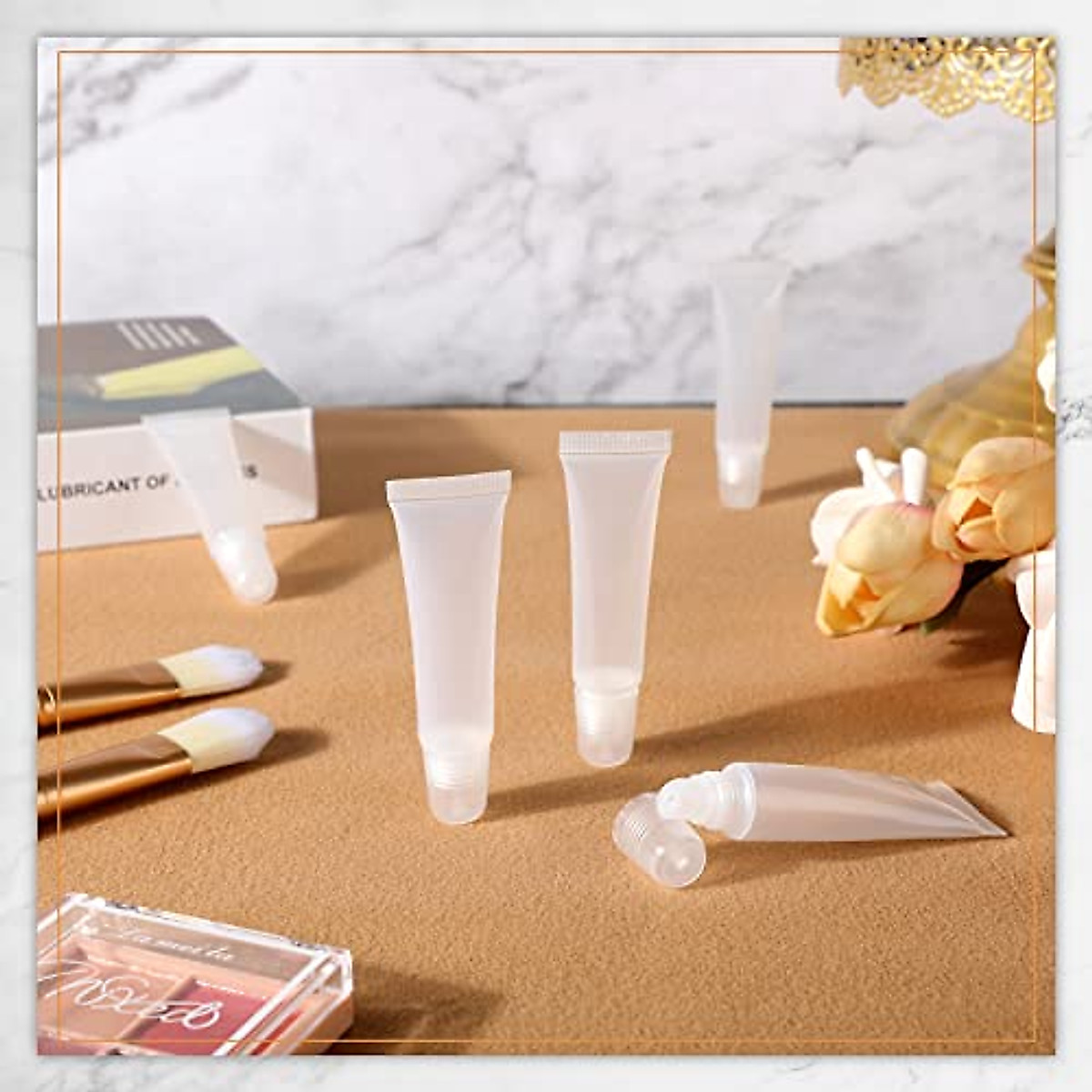 Nuanchu 200 Pcs 13ml Refillable Empty Lip Gloss Tubes Clear Cosmetic Containers Soft Tube for Travel Toiletries Cosmetic Makeup