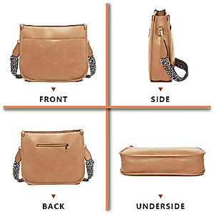 AUYOCO Vegan Leather Crossbody Bags for Women, Crossbody Purse with 2 Guitar Straps Zipped Pockets Handbag Shoulder Bag