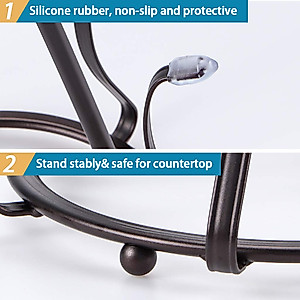 Skelang Cup Drying Rack, Cup Drying Stand 6 Silicone Protective Hooks, Metal Cup Mug Organizer, Countertop Cup Holder for Bottle, Glass, Mug (Black Coffee)