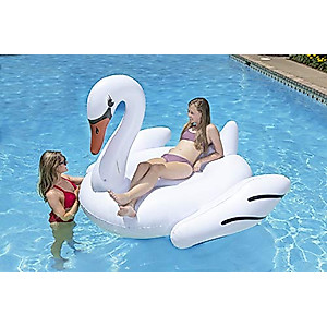 Poolmaster Jumbo Swimming Pool Float Rider, Swan, White Extra Large