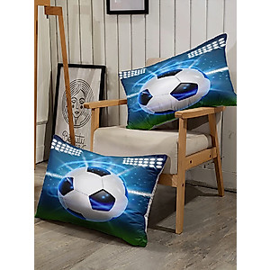 3D Football Comforter Set for Boys, Twin Size Sports Bedding Comforter Soccer Themed Bedding Comforter with 2 Football Patterned Pillowcases - 68"x86" (Twin, 03)