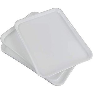 Inhouse White Plastic Serving Tray-Rectangular, 17.2"X13.5"X0.9" (4 Packs)