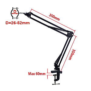 Microscope Articulated Arm Stand Ring Light Set, 64 LED Ring Light C Mount Lens Holder 26mm-52mm Adjustable Clamp, HDMI USB Camera Lens Electronic Soldering Repairing Stand (Microscope Stand)