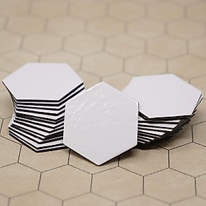Value Pack of 28 - Dry Erase - Reusable - Blank 1.5" Hexagon Hex Board Game Chits Tiles Counters Markers DIY D&D