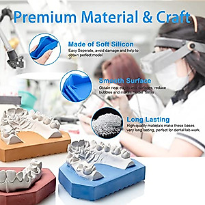 6 Pcs Dental Base Former Kit Dental Lab Model Base Set Plaster Mold Base Former Color Blue (Set)