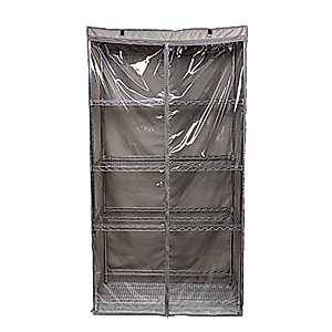 YLOVAN Storage Shelf Cover Wire Rack Shelving Dust Protective, Fits Racks 36''Wx19''Dx72''H One Side See Through Panel (Cover only)