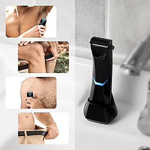 COSYONALL Groin Hair Trimmer for Men, Electric Ball Trimmer/Shaver, Replaceable Ceramic Blade Heads, Waterproof Wet/Dry Groin & Body Shaver Groomer, 90 Minutes Shaving After Fully Charged