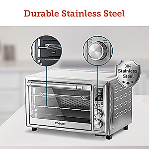 COSORI Air Fryer Toaster Oven, 12-in-1 Convection Oven Countertop with Rotisserie, Stainless Steel 32QT/32L, 6-Slice Toast, 13-inch Pizza,100 Recipes, Basket, Tray(6 Accessories)Included, CO130-AO