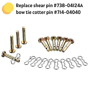 Hunter-wish Shear Pins and Cotter Pins Fit for MTD Snowblower - Shear Pins 10pcs and Cotter Pins 10pcs Compatible for Cub Cad et Troy Bilt Craftsman 24" 26" Snow Thrower, Replace 738-04124A 714-04040