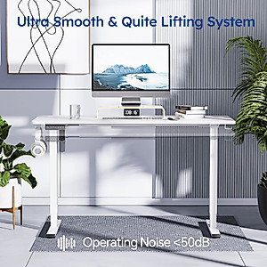 Standing Desk, Height Adjustable Desks with Powerful Motor and Cable Management,electric Sit Stand Desk with Hight Preset Design for Home Office Use 55x24 in White