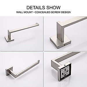 TASTOS Premium Stainless Steel Hand Towel Holder, Square Hand Towel Ring Heavy Duty Wall Mounted Modern Hand Towel Bar for Bathroom Kitchen, Brushed Nickel