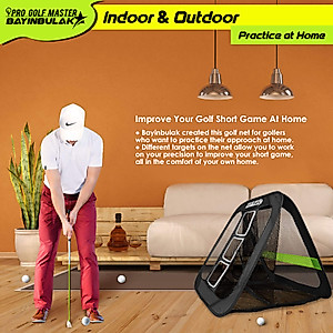 BAYINBULAK 2 in 1 Golf Chipping Practice Net Backyard Driving 2.5'×2.5' Golf Accessories for Men Women Souvenirs, 1 Pack