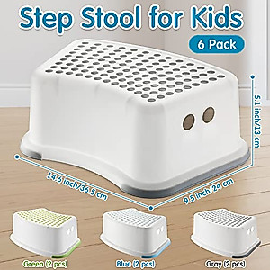 6 Pack Step Stool for Kids Toddler Step Stool Kids for Bathroom Sink Toilet Stools for Potty Training, Bathroom, Kitchen, Bedroom, Toy Room and Living Room Step Stool with Non Slip Base