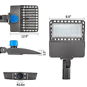 200W LED Parking Lot Lights Outdoor Pole Mount, 28000LM, 5500K, Super Bright Shoebox Pole Lights, IP65 Waterproof Commercial Street Light Adjustable Slip Fitter with Photocell for Yard Stadium