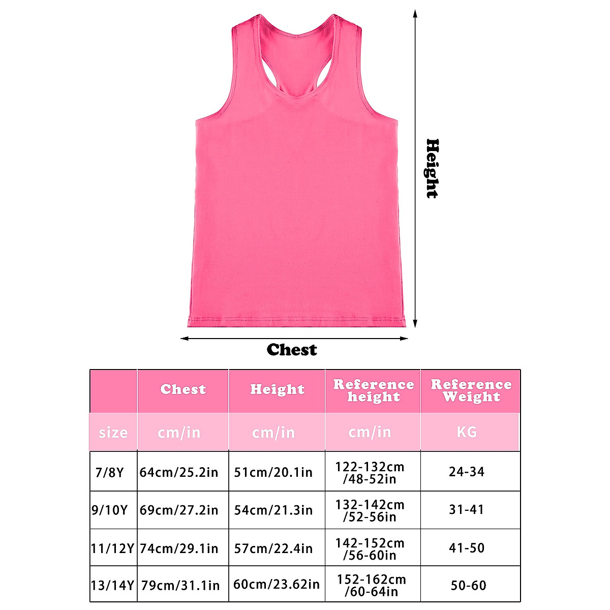 SATINIOR 4 Pieces Girls Dance Tank Tops Racerback Crop Tops Sleeveless Dance Clothes for Girls Gymnastics(7-8 Years,Violet, Red, Green, Lemon Yellow)