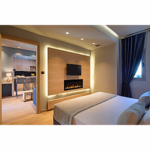 45" Extra Slim Indoor Only Electric Fireplace with Black Steel Surround