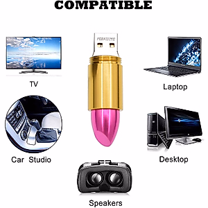 FEBNISCTE 32GB USB 2.0 Flash Drive Memory Stick Metal Lipstick Shape Style Pendrive High Speed 32 GB Thumb Drive Zip Drive