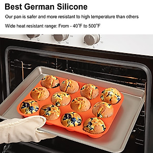 MMMAT Silicone Muffin Pan - Best German Silicone - 12 Cups Silicone Cupcake Pan - Non-Stick Silicone Baking Pan, Food Grade, BPA Free, Dishwasher Safe - Perfect for Egg Muffin, Corn Bread, Cupcakes