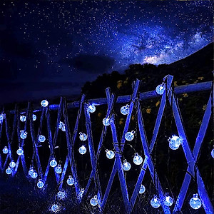 Halloween Solar Lights Outdoor Waterproof - 50 LED String Lights With 8 Lighting Modes, 7M/24 Ft for Tree, Garden, Patio, Party, Festival (Blue)