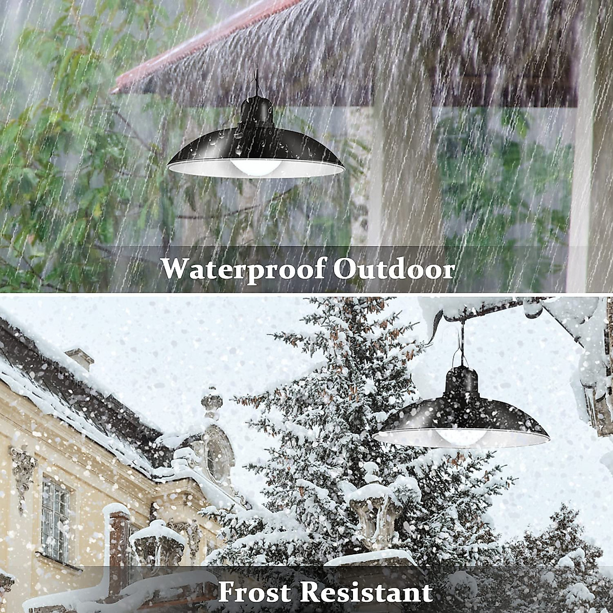 Vincent Solar Pendant Lights, Outdoor Waterproof Solar Powered LED Pendant Lights with Remote Control, Hanging Bright Shed Lights for Home Garden Patio Porch Barn Storage Lighting(Cool White)