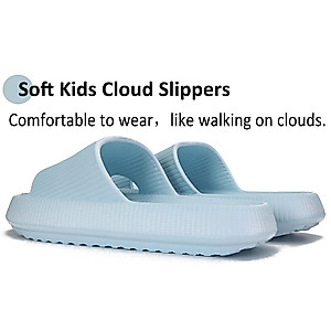 sharllen Cloud Slides for Kids Boys Girls House Slippers Comfy Kids Cloud Slippers for Boys Non-Slip Kids Slippers for Girls Beach Slide Sandals Black/White/Beige（Light Blue,220）,2-3 Big Kid