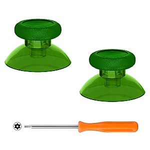 eXtremeRate Replacement Thumbsticks for Xbox Core Wireless Controller, Joysticks Repair Kit for Xbox Series X/S Controller, Custom Analog Stick Buttons for Xbox One S/X/Elite Controller - Clear Green