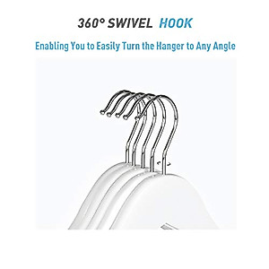 TOPIA HANGER Wooden Suit Hangers with Adjustable Metal Clips (10 Pack), Solid Smooth Wood Clothes Hangers, 360° Swivel Hook, Premium Pants Hangers for Clothes Coat, Jeans, Blouse-White,CT28W
