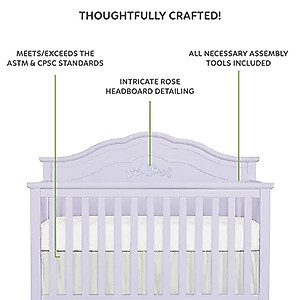 SweetPea Baby Tiana 4-in-1 Convertible Crib in Lavender Ice, Baby Crib with Slats, Greenguard Gold Certified, Easy Assembly, Sustainable New Zealand Pinewood