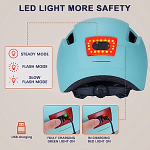GROTTICO Adult Bike Helmet with Light - Dual Certified for Bicycle Scooter Skateboard Road Cycling Skating Helmet