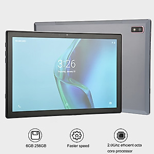 HD Tablet, 2.4G 5G Dual Band Night Reading Mode IPS Screen 6GB 256GB 100-240V Gaming Tablet Gray for Android 11 for Reading (Grey)