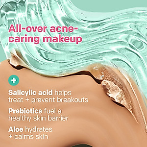 Almay Clear Complexion Acne Foundation Makeup with Salicylic Acid, Medium Coverage, Soft Matte Finish, Hypoallergenic, Cruelty- & Fragrance-Free, Dermatologist Tested, 710 Natural Tan, 1 fl oz