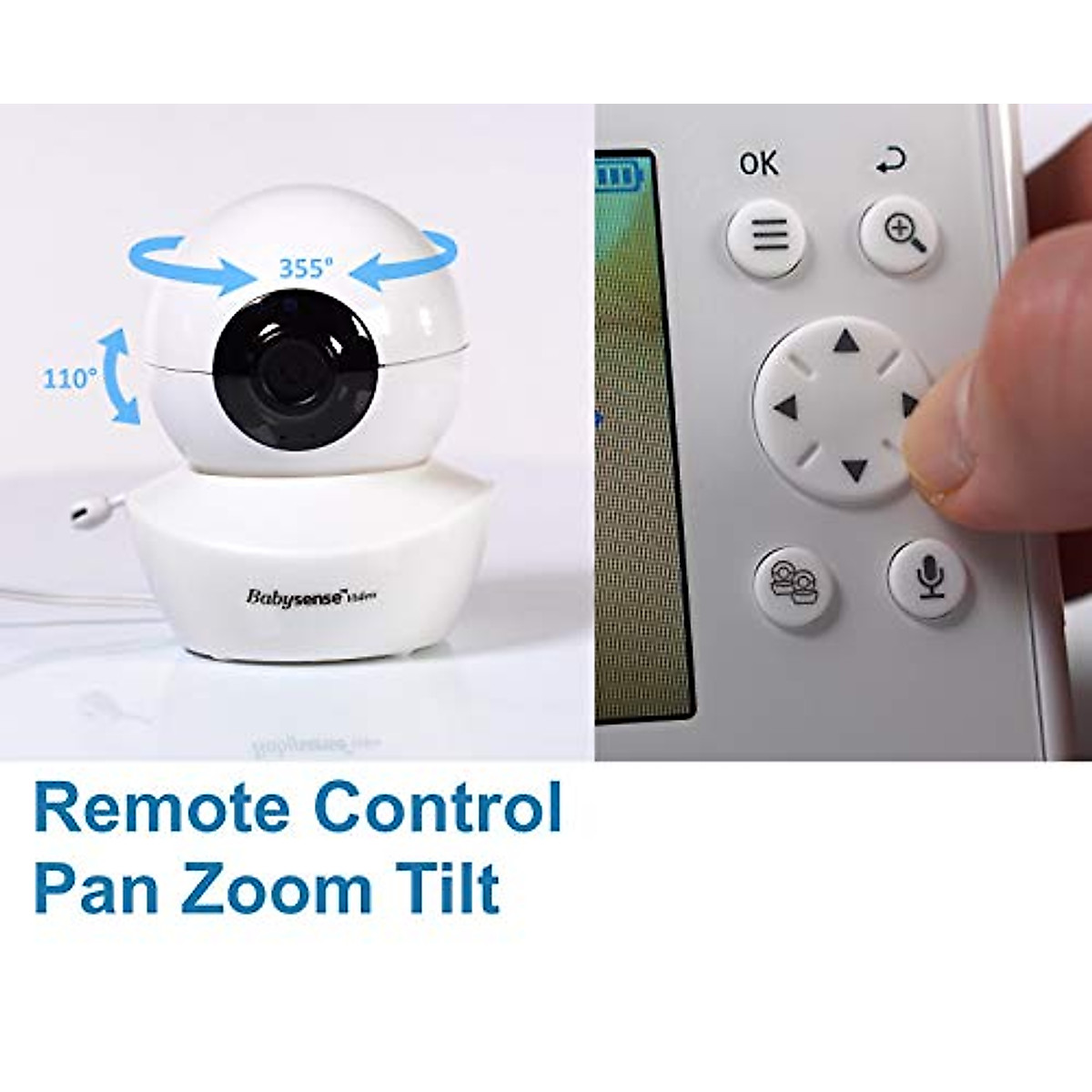 Add On Camera for Baby Video Monitor V43, Remote Pan Tilt Zoom, Adjustable Night Light, Two-Way Audio, Night Vision, Lullabies (not Suitable for HD S2 Models)