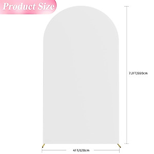 Wokceer 7.2FT Wedding Arch Cover Spandex Fitted Wedding Arch Stand Covers Round Top Chiara Backdrop Cover for Birthday Party Ceremony Banquet Decoration White