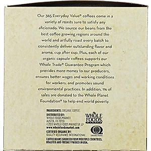365 by Whole Foods Market, Coffee Breakfast Blend City Roast Pods Organic 12 Count, 4.6 Ounce (Packaging May Vary)