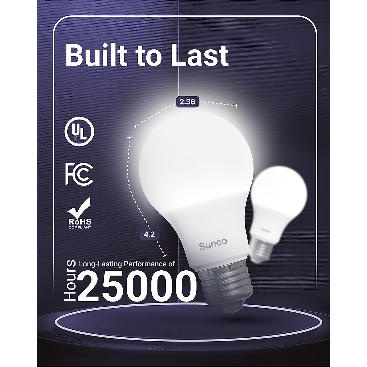 Sunco 12 Pack LED Light Bulbs, E26 Base Lamp Bulbs A19, [Focos LED para Casa], 5000K Daylight, 12W (100 Watt Equivalent), 1600 LM, Non-Dimmable, 25000 Lifetime Hours for Bedroom, Bathroom UL