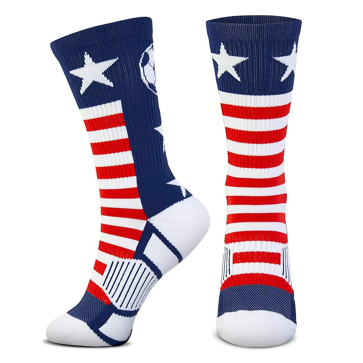 ChalkTalkSPORTS Soccer Youth Woven Mid-Calf Socks | USA | Red & White & Blue