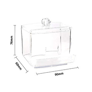 cotton swab holder,Acrylic Q-Tip cottonswab Storage Dispenser, Clear Cotton Balls Swab Holder Cotton Bud Storage Box, Transparent Cosmetics Makeup Case Cosmetic Organizer Container with Lid 1
