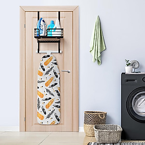 TJ.MOREE Over The Door/Wall Mount Ironing Board Hanger, Laundry Room Iron and Ironing Board Caddy Storage for Water Mister, Fabric Sprays, Laundry Detergent