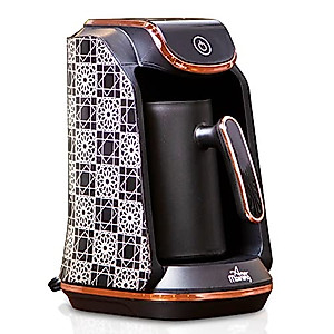 Any Morning Turkish Coffee Maker | Automatic Turkish/Greek Coffee Machine | 1-4-Cup Turkish Coffee Pot | Low-Watt Coffee Maker with Overflow Prevention, Sound Alarm, and Safety System