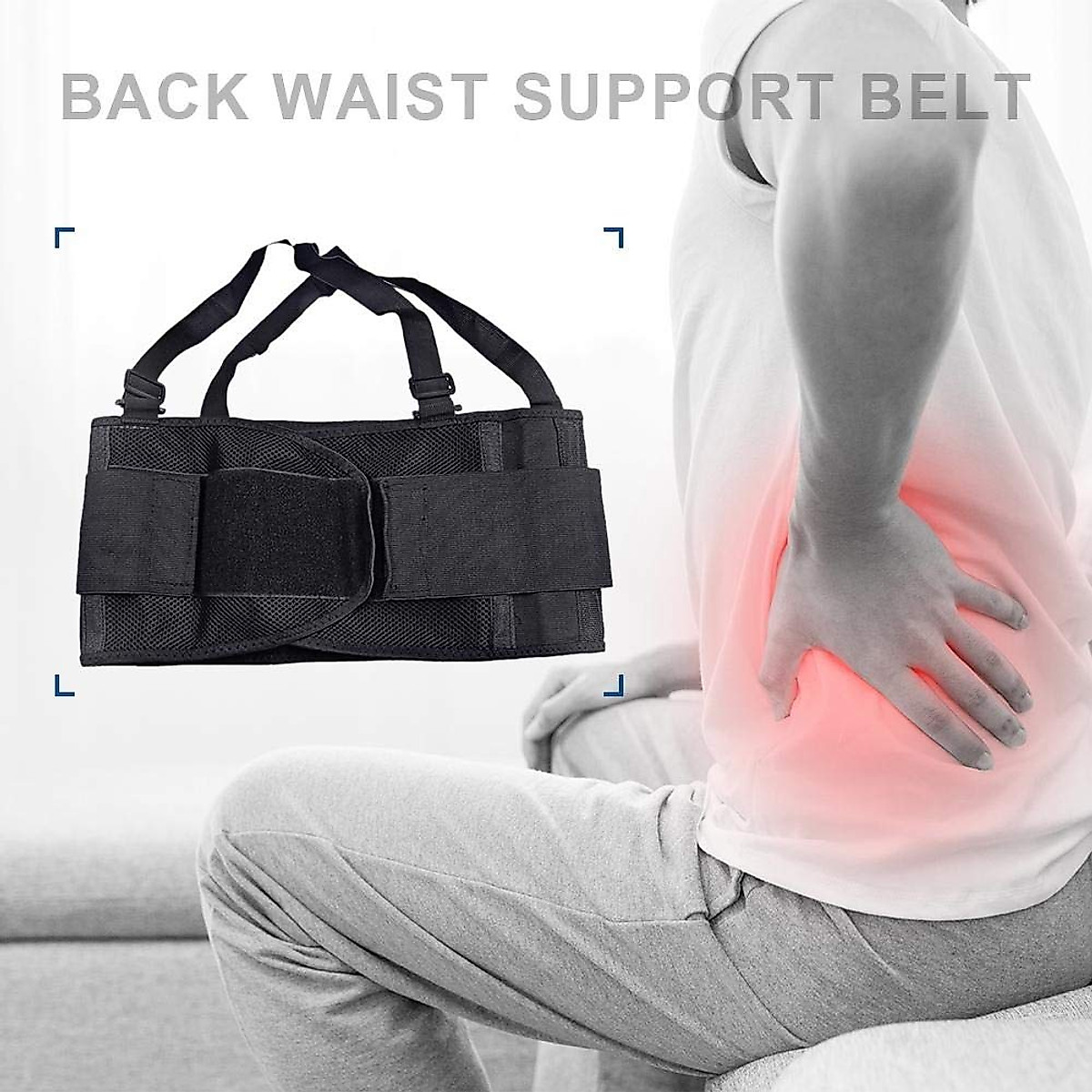 LSRRYD Lumbar Support Belt Portable Adjustable Elastic Back Waist Support Lumbar Brace Belt for Pain Relief and Injury Prevention for Men and Women (Size : M)