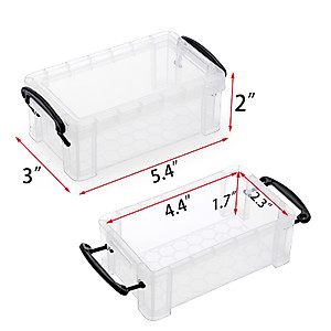 BTSKY 6 Pack Small Clear Plastic Storage Box with Lid Mini Sewing Box Organizer with Black Latch Stackable Craft Storage Containers Small Organizer Box for Stationery, Jewelry, and More