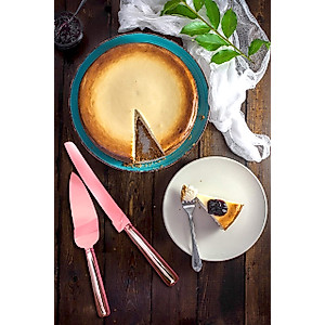 Fashion Craft PINK gold stainless steel cake knife set, cake server, wedding bridal -shower or baby-shower favor