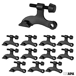 Ilyapa 12 Pack Hinge Pin Black Door Stops -Heavy Duty Adjustable Door Stopper 2-1/2" x 1-3/4”,with Black Rubber Bumper Tips