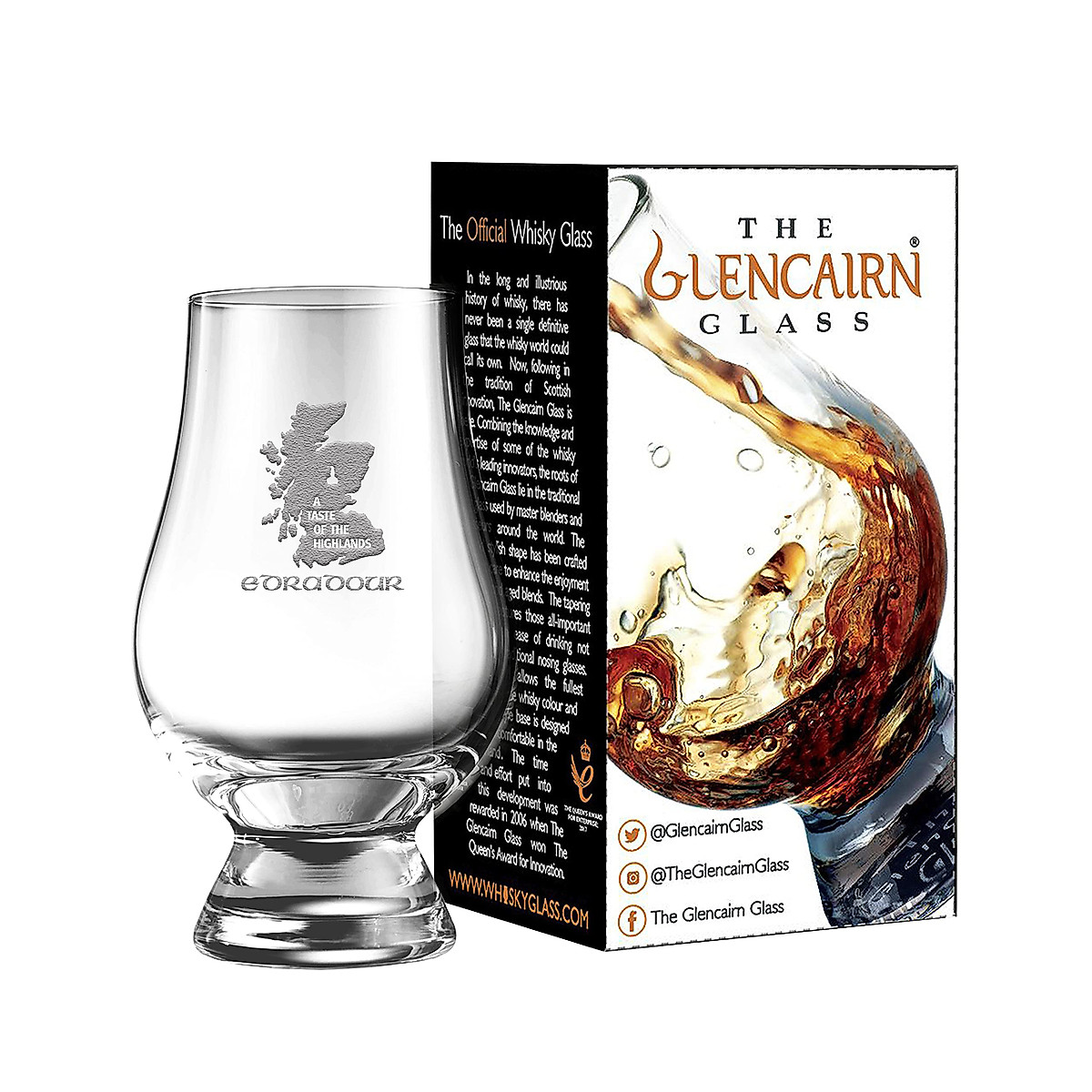 GLENCAIRN EDRADOUR A TASTE OF THE HIGHLANDS BRANDED WHISKY GLASS IN GIFT CARTON