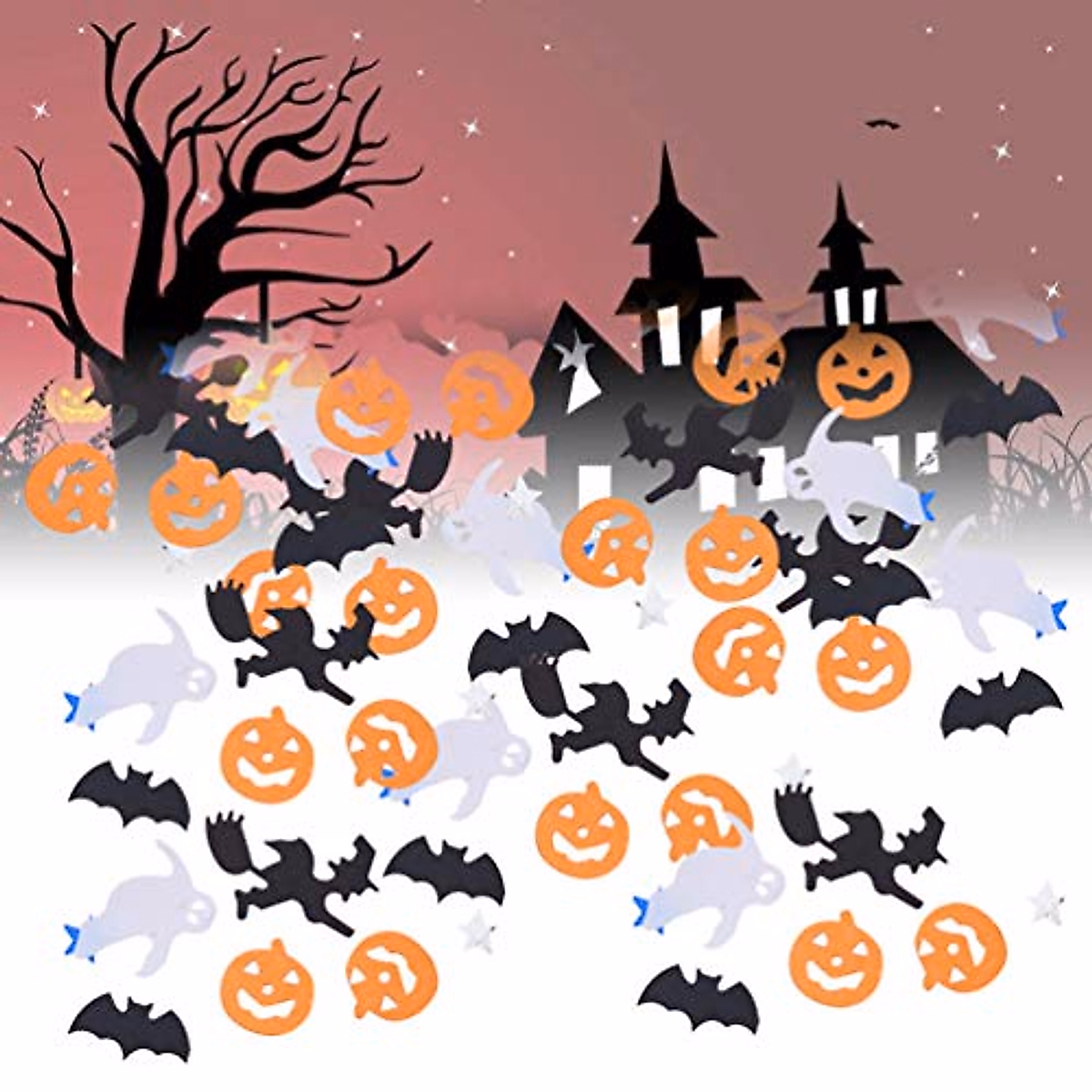 NUOBESTY Halloween Party Favor Thanksgiving Day Confetti Art Craft Star Sequins Confetti for Halloween Night Decked Dinner Table Decor Party Decoration Confetti Sprinkle Dining Table