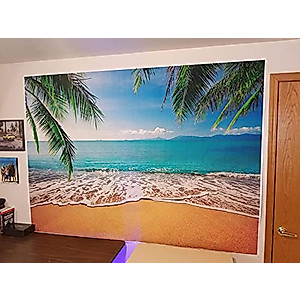 GYA 8x6ft Tropical Beach Backdrop Summer Palm Island Seaside Leaves Photography Background Props for Studio,Wedding,Party Photo Backdrops