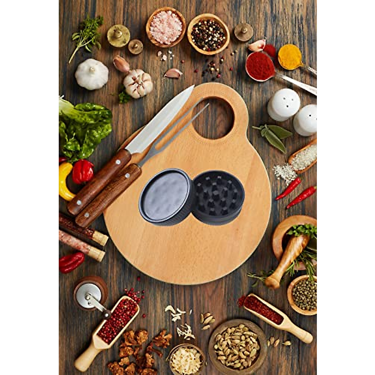 2PCS Spice Grinder 2.2Inch Portable Lightweight Biodegradable Materials Small Grinder for Coffee, Beans, Spices, Nuts, Grains (Black & White)